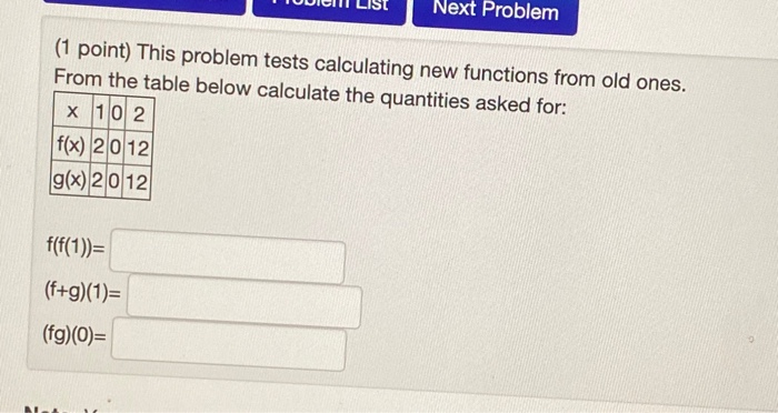 Solved Next Problem (1 point) This problem tests calculating | Chegg.com