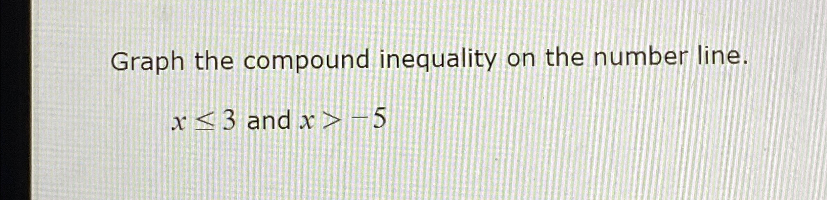 Solved Graph the compound inequality on the number line.x≤3 | Chegg.com