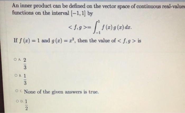 Solved An inner product can be defined on the vector space | Chegg.com