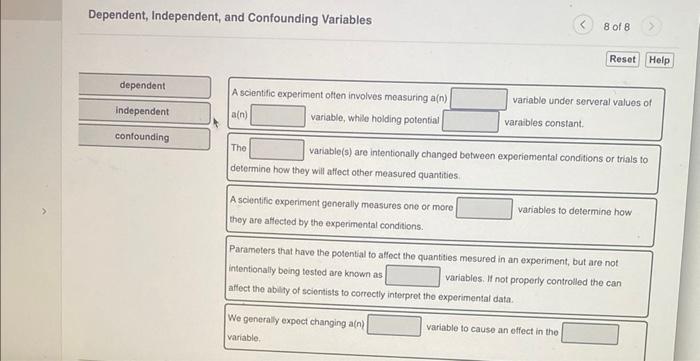 Solved Dependent Independent And Confounding Variables 8