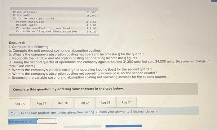 Solved Problem 6-23 (Algo) Absorption and Variable Costing; | Chegg.com