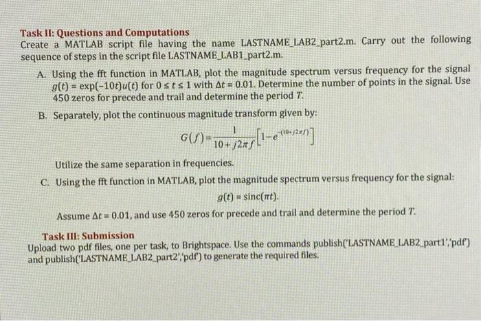 Solved Task Ii Questions And Computations Create A Matlab