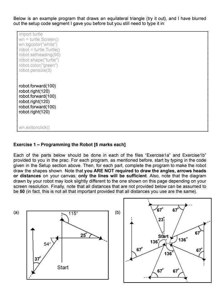 Solved Below is an example program that draws an equilateral | Chegg.com