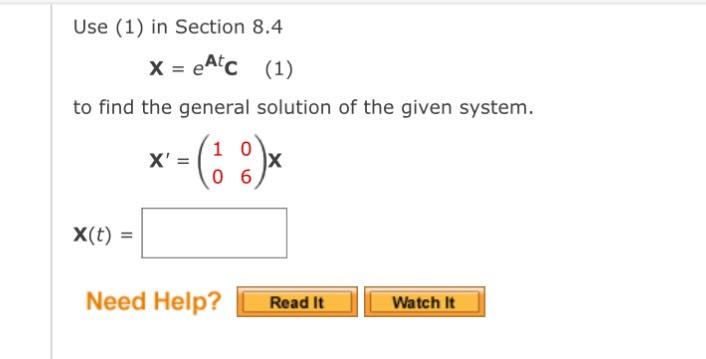 Solved Use (1) ﻿in Section 8.4x=eAtCto find the general | Chegg.com