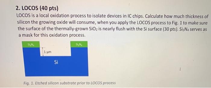 2. LOCOS (40 pts) LOCOS is a local oxidation process | Chegg.com