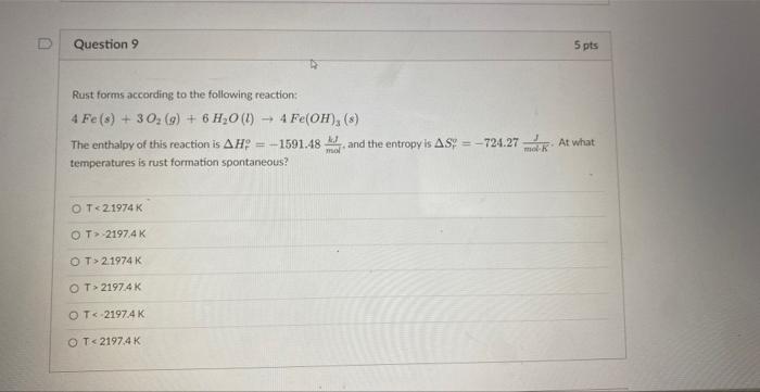 Solved Rust forms according to the following reaction: | Chegg.com