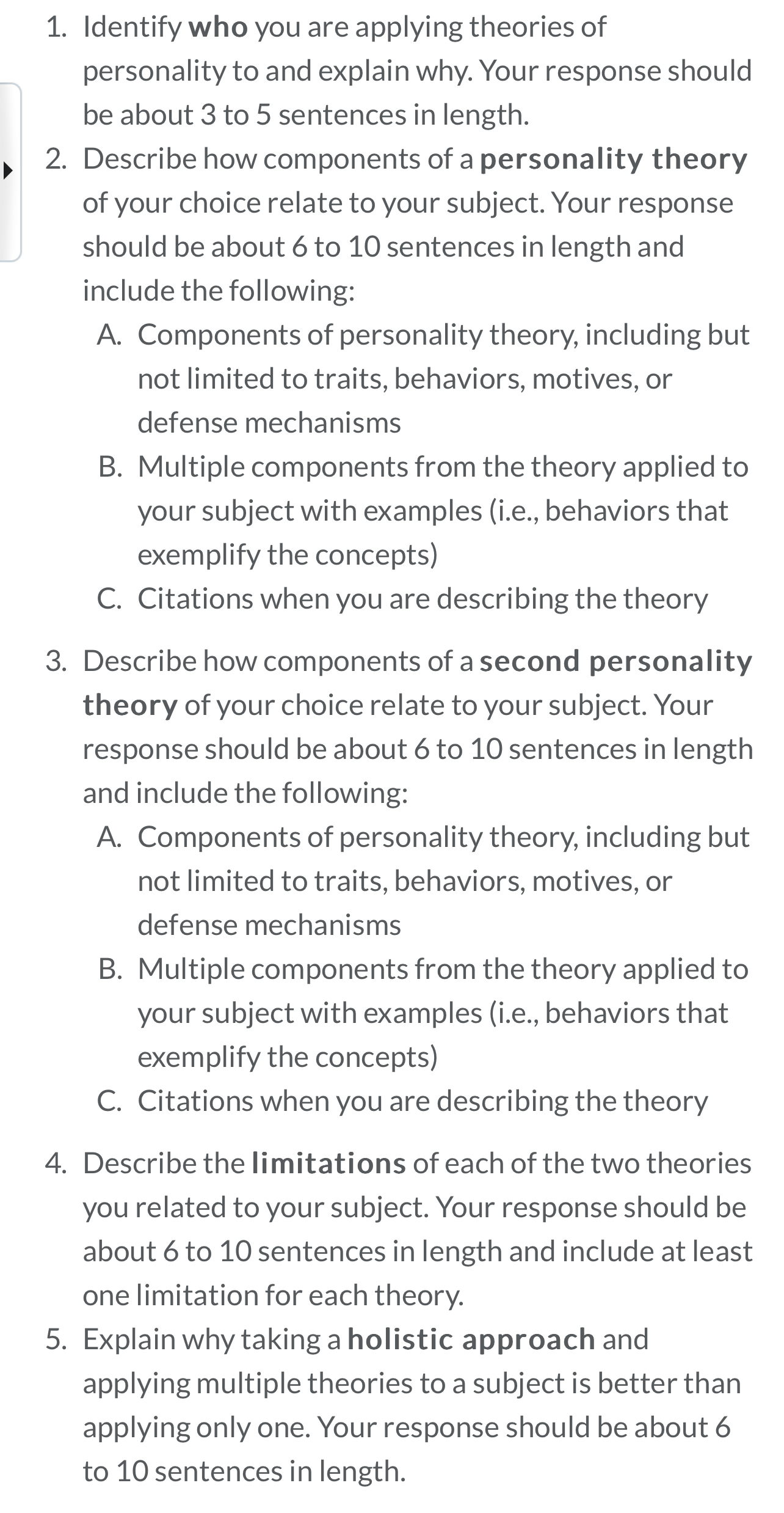 Solved Identify who you are applying theories of personality | Chegg.com