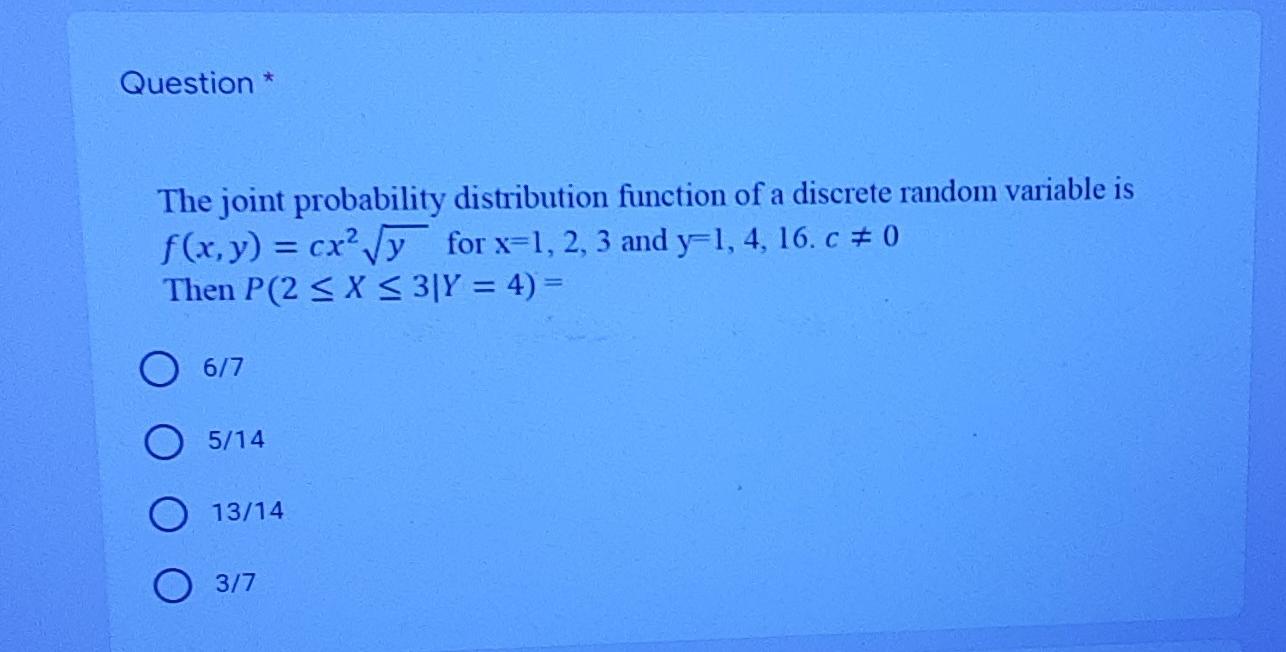 Solved Question * * The joint probability distribution | Chegg.com