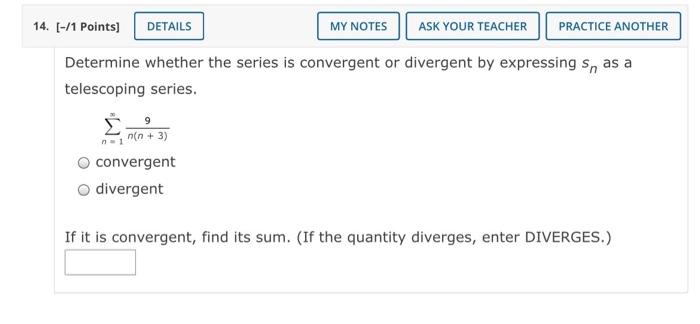 Solved 14. (-/1 Points) DETAILS MY NOTES ASK YOUR TEACHER | Chegg.com Solved 14. (-/1 Points) DETAILS MY NOTES ASK YOUR TEACHER | Chegg.com