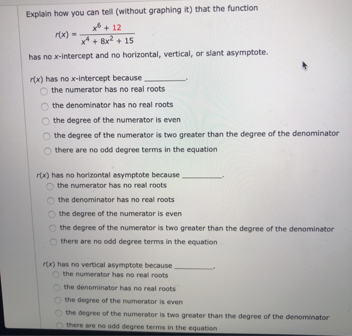 Solved Explain how you can tell (without graphing it) that | Chegg.com