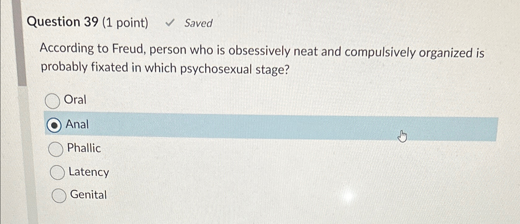 Solved Question 39 (1 ﻿point) ﻿SavedAccording to Freud, | Chegg.com