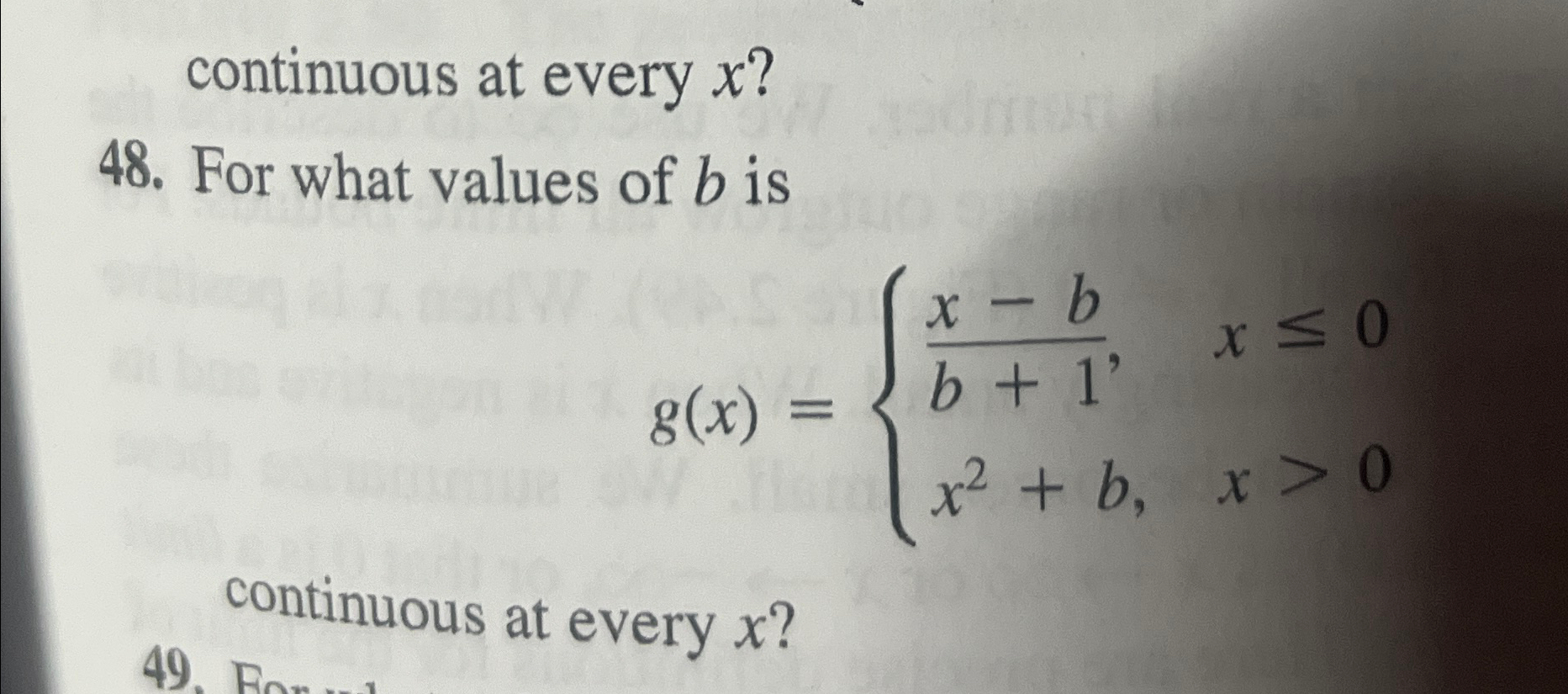 Solved continuous at every x ?48. ﻿For what values of b | Chegg.com