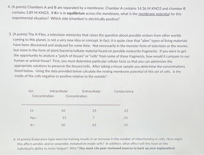 Solved 4. (4 points) Chambers A and B are separated by a | Chegg.com