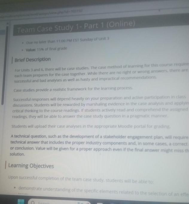 Solved Team Case Study 1- ﻿Part 1 (Online)Due no later than | Chegg.com