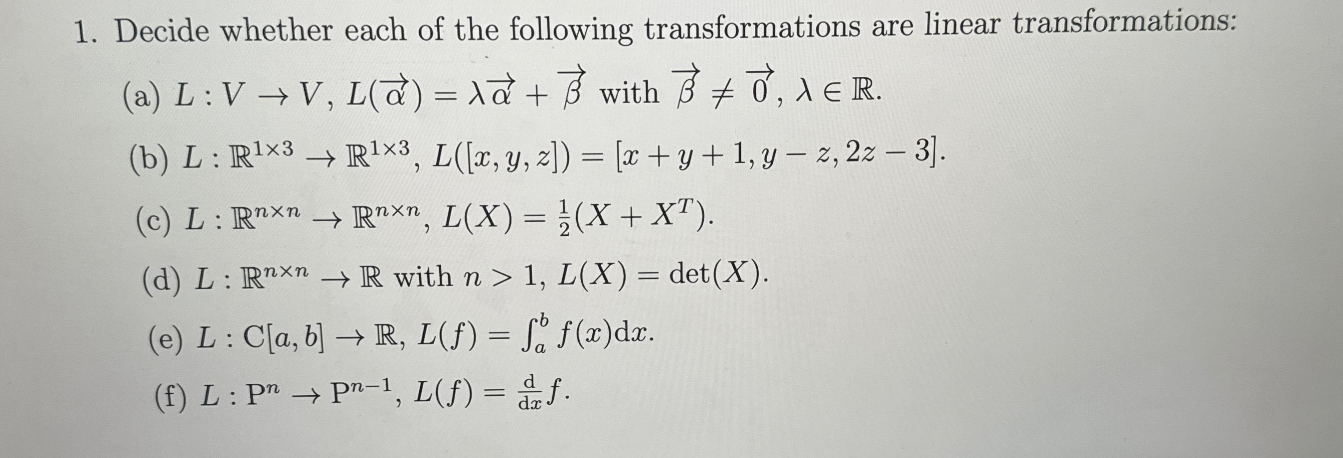 Solved Decide whether each of the following transformations | Chegg.com