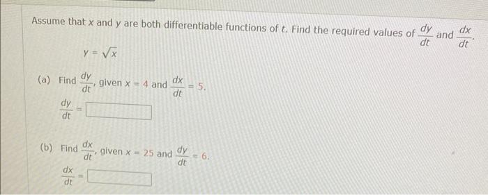 Solved Assume that x and y are both differentiable functions | Chegg.com