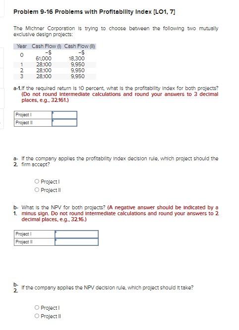 Solved Problem 9.16 ﻿Problems with Profltabllity Index | Chegg.com