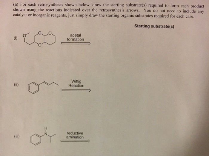 Solved (a) For each retrosynthesis shown below, draw the | Chegg.com