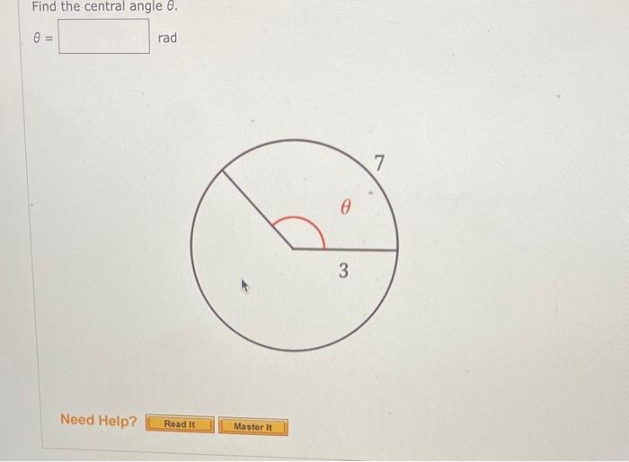 Solved Find the central angle θ.Find the central angle θ. | Chegg.com