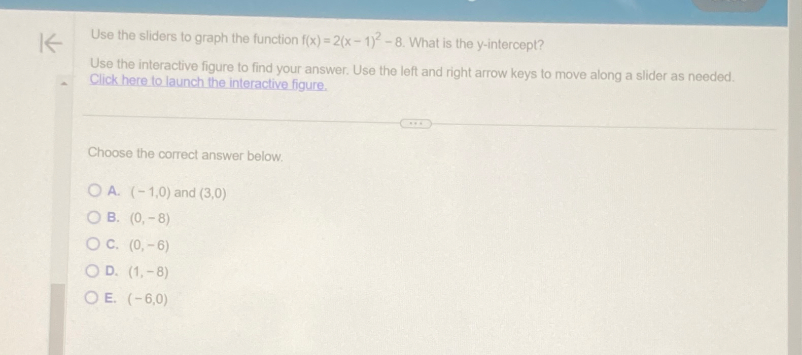 Solved Use the sliders to graph the function f(x)=2(x-1)2-8. | Chegg.com