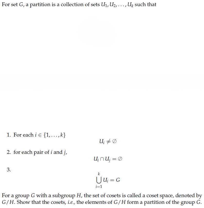 Solved For set G, ﻿a partition is a collection of sets | Chegg.com