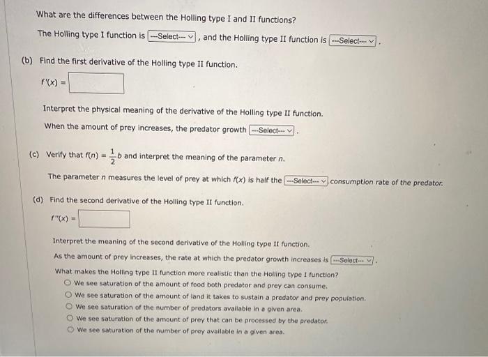 Holling type t function is described by g(x)=ax, | Chegg.com
