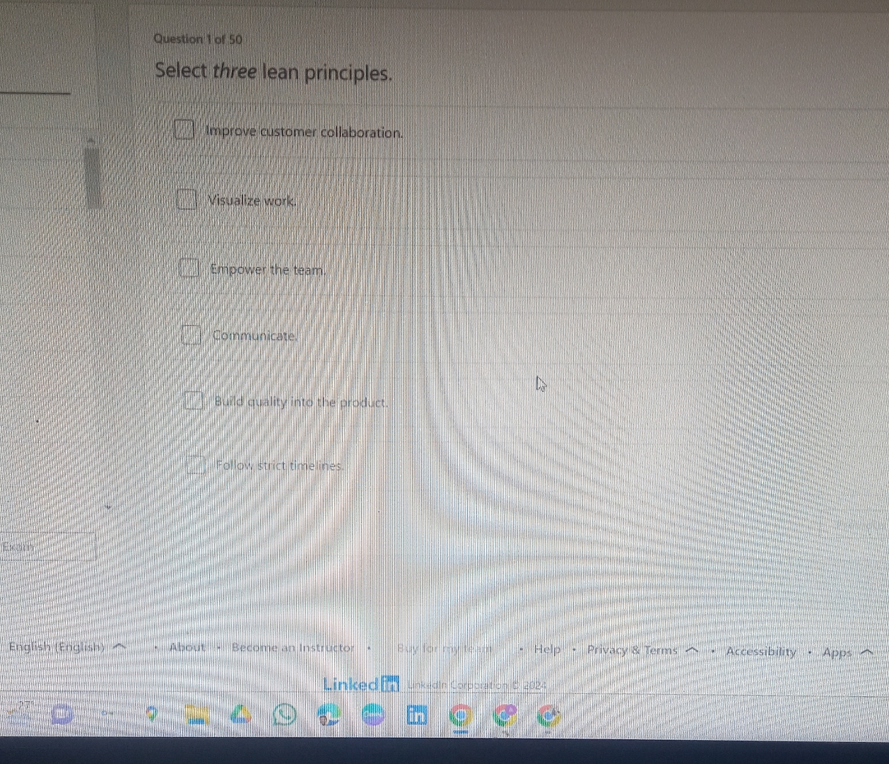 Solved Question 1 ﻿of 50Select three lean principles.0 | Chegg.com