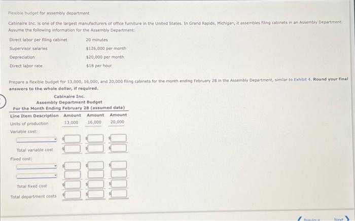 Solved Stabic budget versus fiexible budget The production | Chegg.com