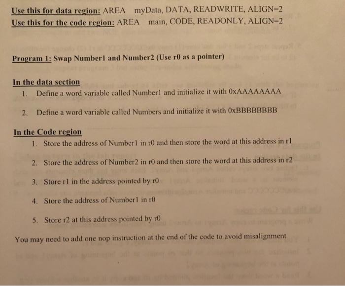 Solved Use this for data region: AREA myData, DATA, | Chegg.com