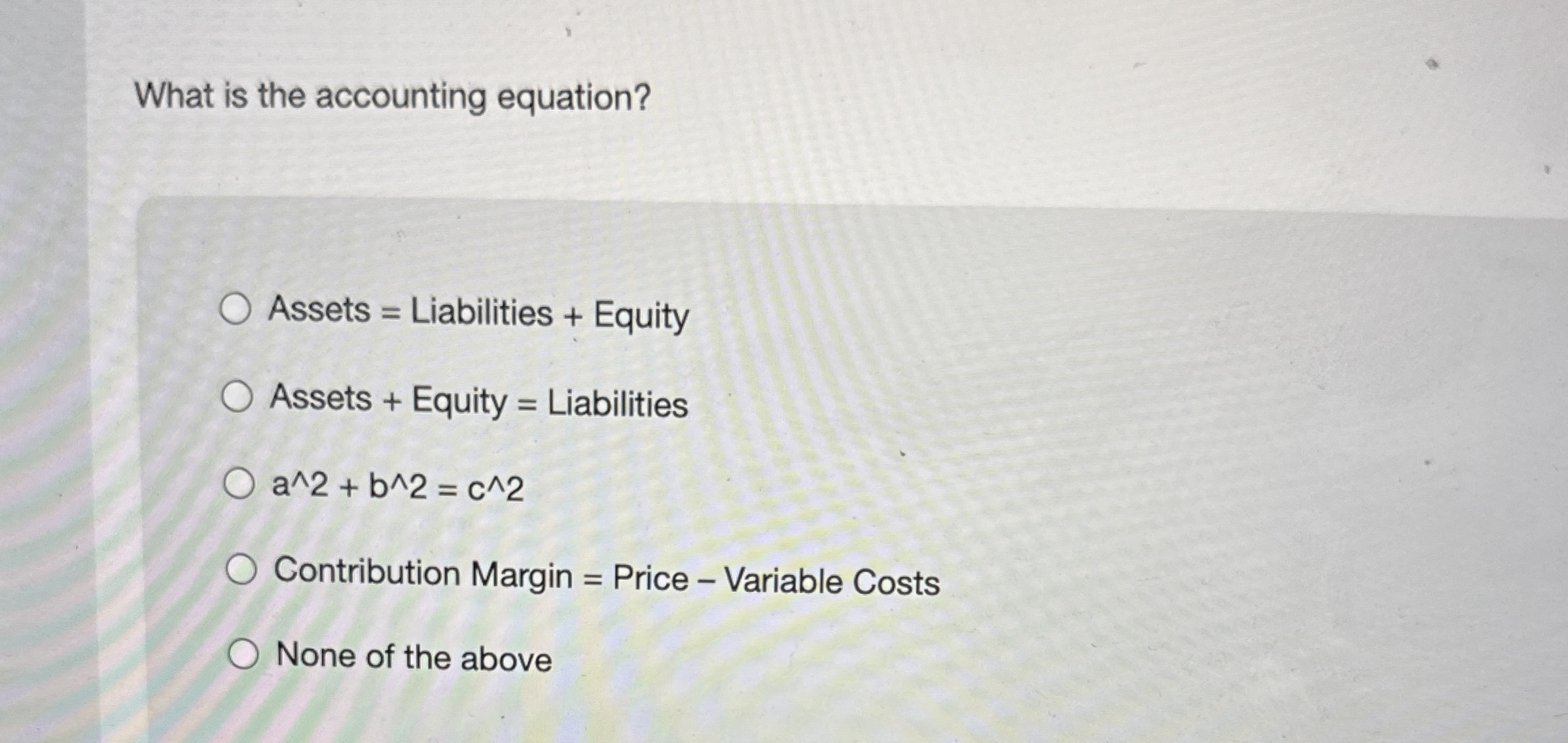 Solved What is the accounting equation?Assets = ﻿Liabilities | Chegg.com