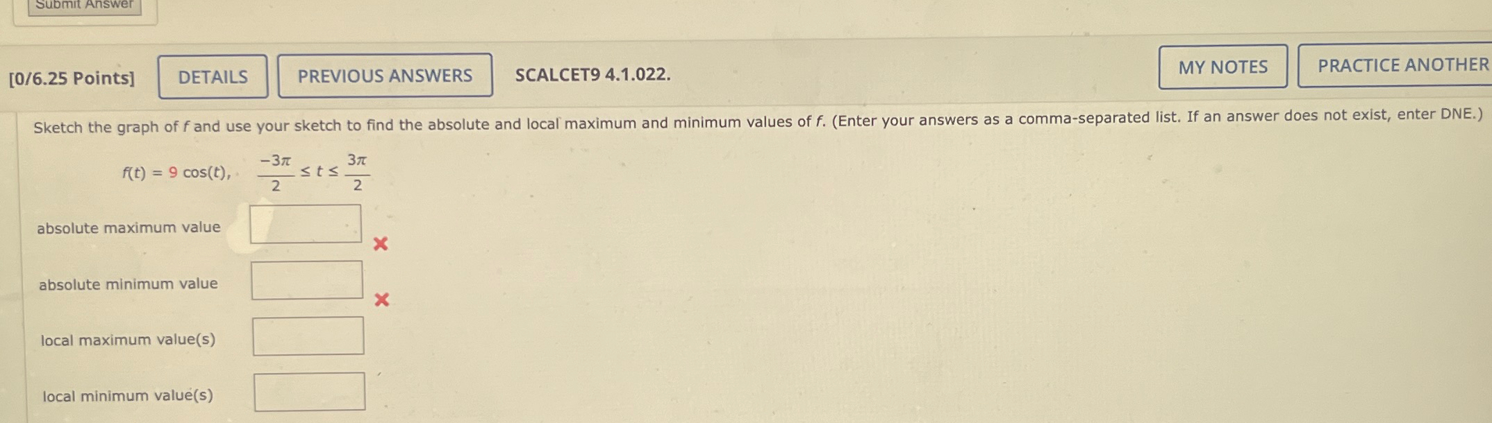 Solved [0/6.25 ﻿Points]SCALCET9 4.1.022.PRACTICE | Chegg.com