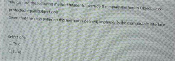 Solved You can use the following method header to override | Chegg.com