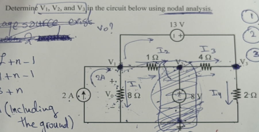 Solved Determine V1,V2, ﻿and V3 ﻿in the circuit below using | Chegg.com