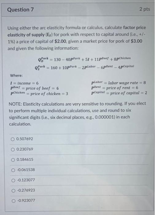 Solved Using either the arc elasticity formula or calculus, | Chegg.com