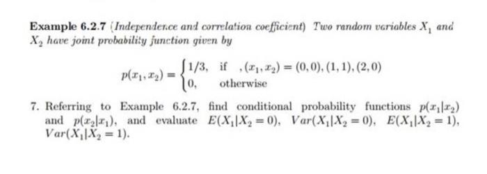 Solved Example 6.2.7 (Independence and correlation | Chegg.com
