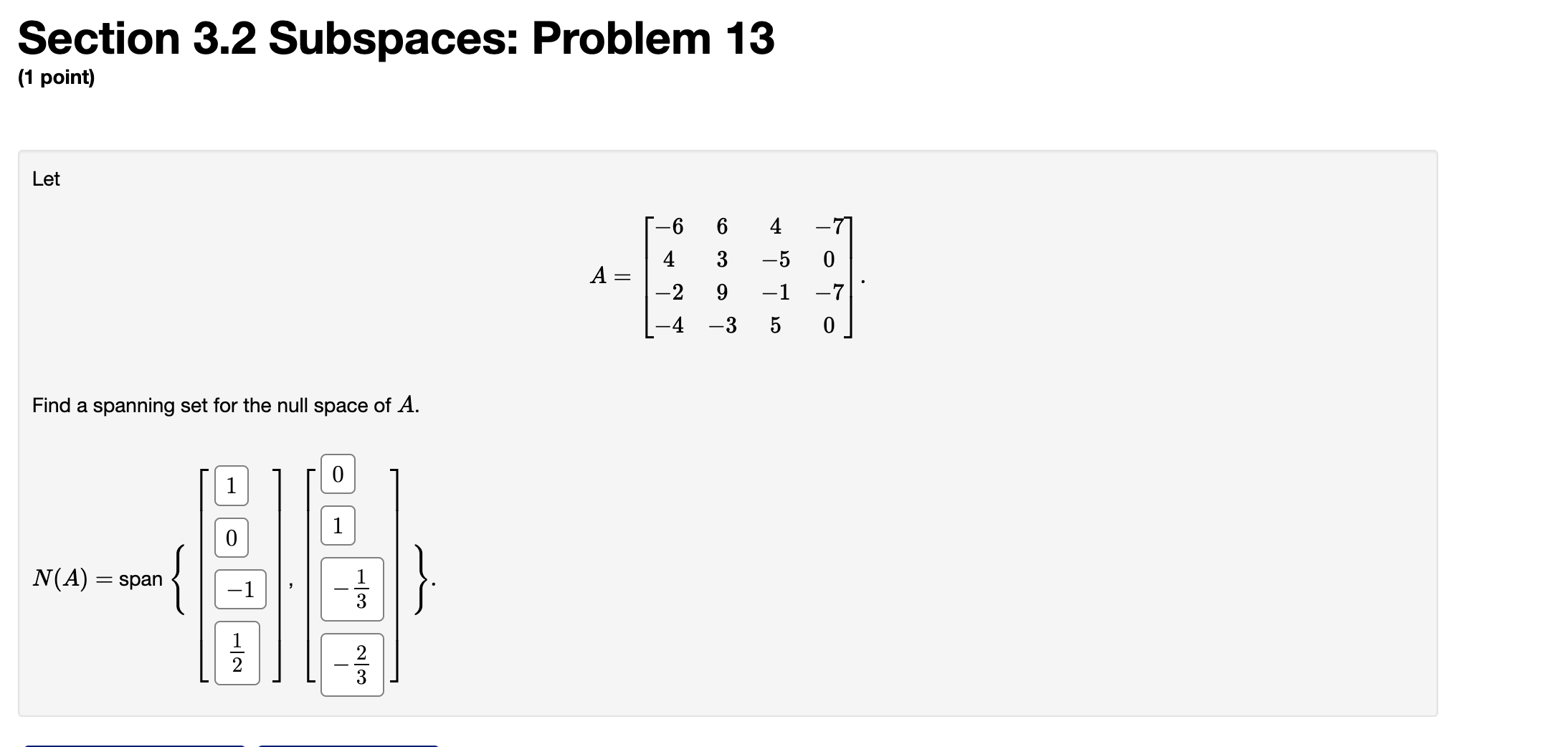 Solved Section 3.2 ﻿Subspaces: Problem 13(1 | Chegg.com