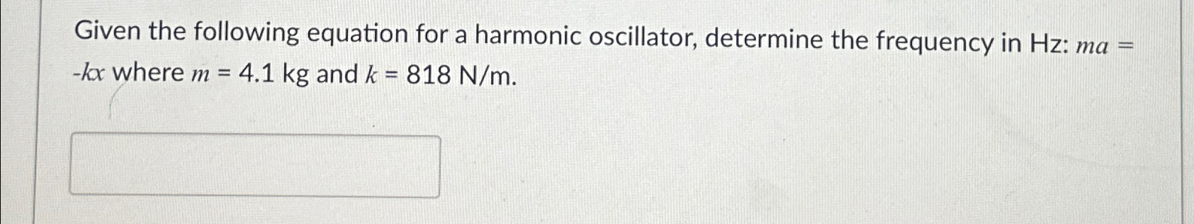 Solved Given the following equation for a harmonic | Chegg.com