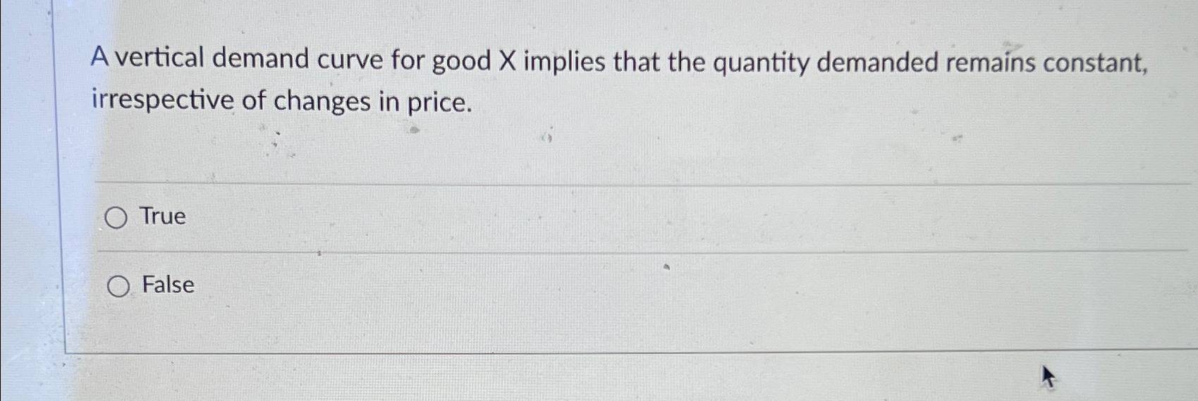 Solved A vertical demand curve for good x ﻿implies that the | Chegg.com