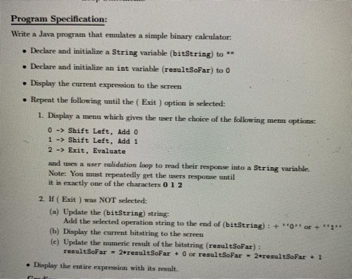 Solved Program Specification: Write a Java program that | Chegg.com