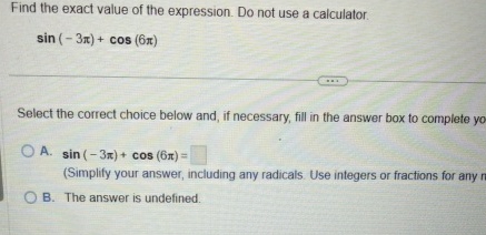 Solved Find the exact value of the expression. Do not use a | Chegg.com