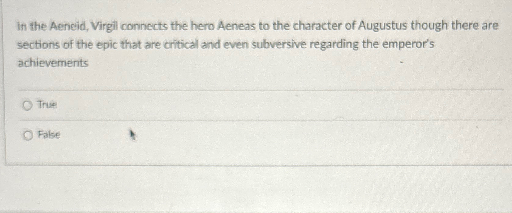 Solved In the Aeneid, Virgil connects the hero Aeneas to the | Chegg.com