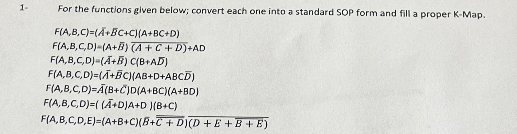 1- ﻿For the functions given below; convert each one | Chegg.com