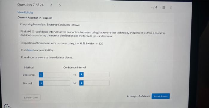 Solved Comporing Normal and Bootstrap Confidence Intervals | Chegg.com