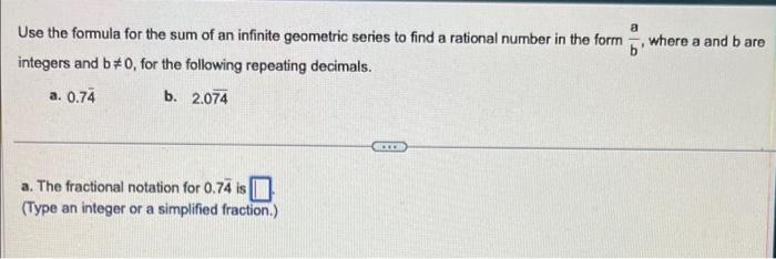 Solved Use the formula for the sum of an infinite geometric | Chegg.com