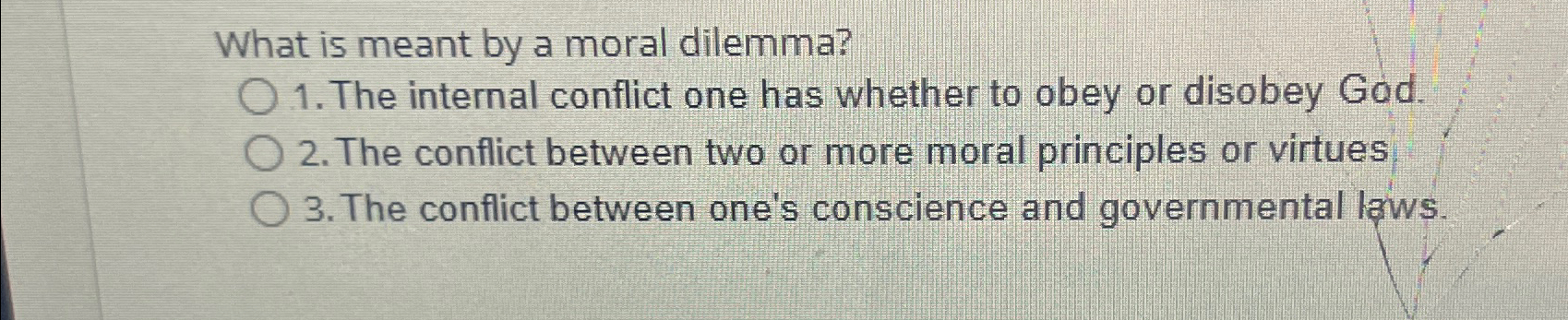 Solved What is meant by a moral dilemma?The internal | Chegg.com
