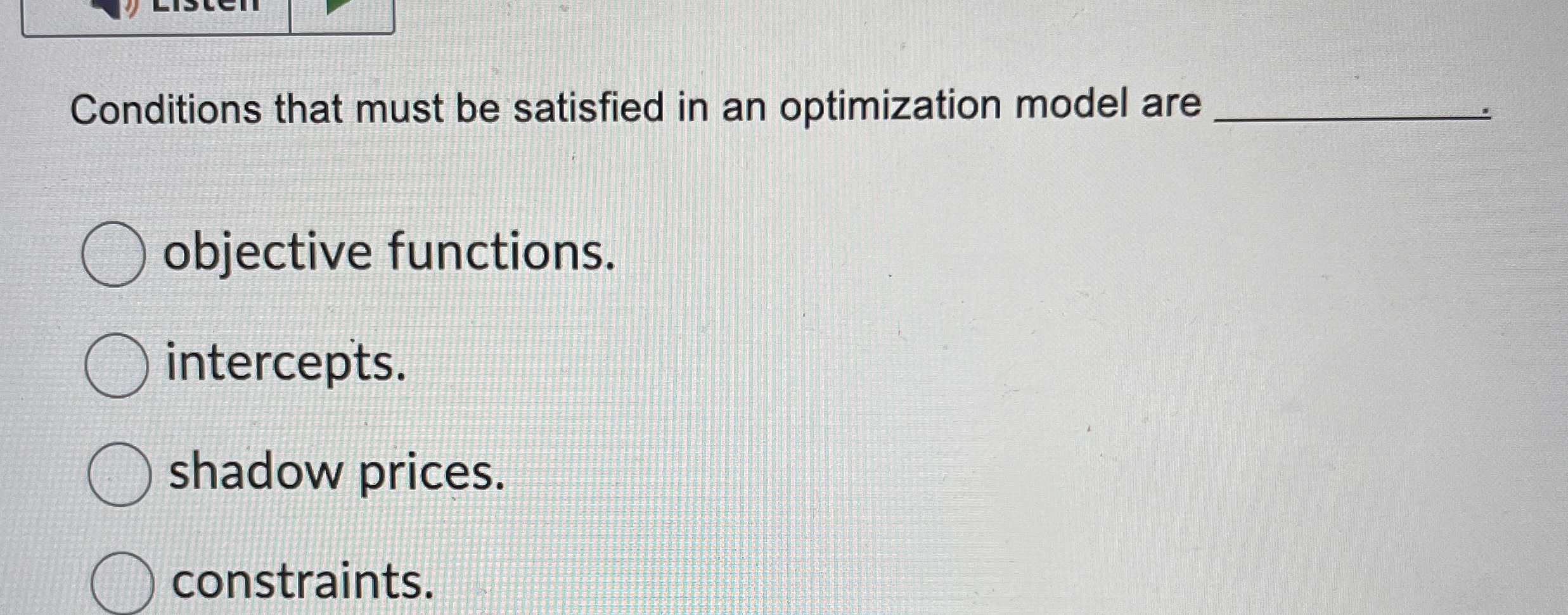 Solved Conditions that must be satisfied in an optimization | Chegg.com