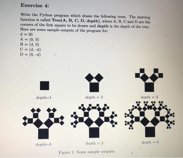 Solved Exercise 4: Write the Python program which draws the | Chegg.com