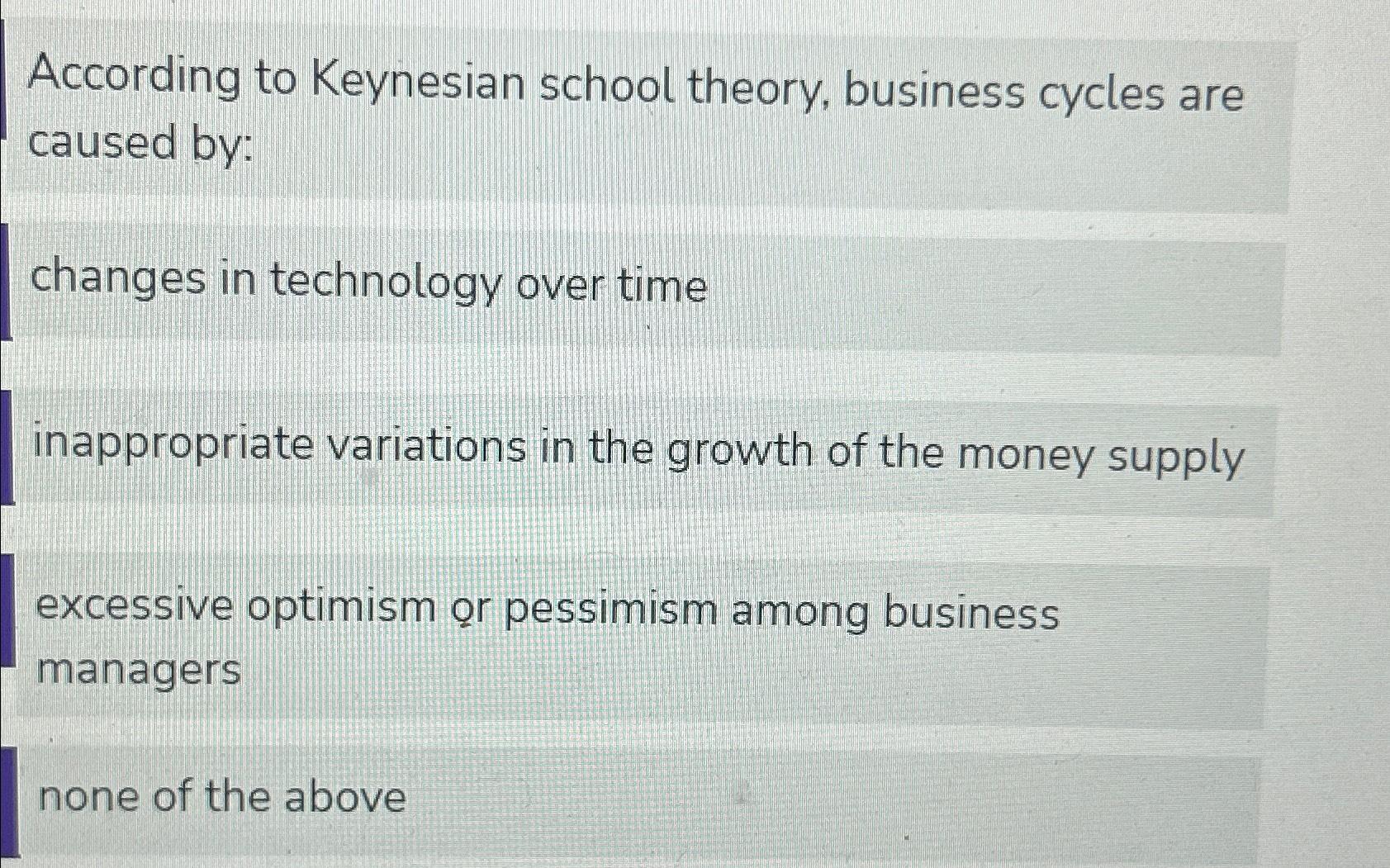 Solved According to Keynesian school theory, business cycles | Chegg.com