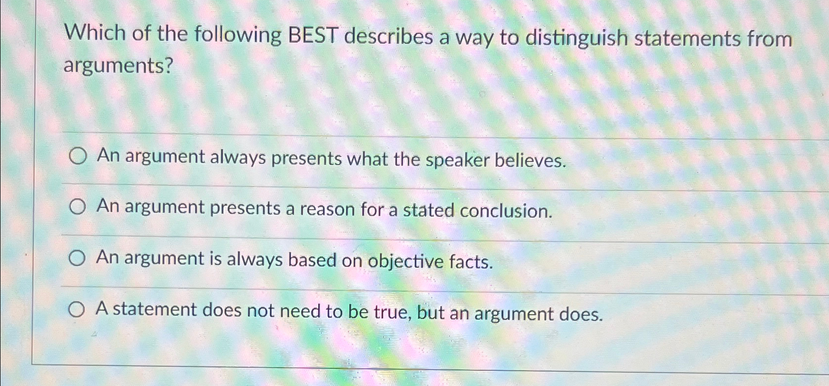Solved Which of the following BEST describes a way to | Chegg.com