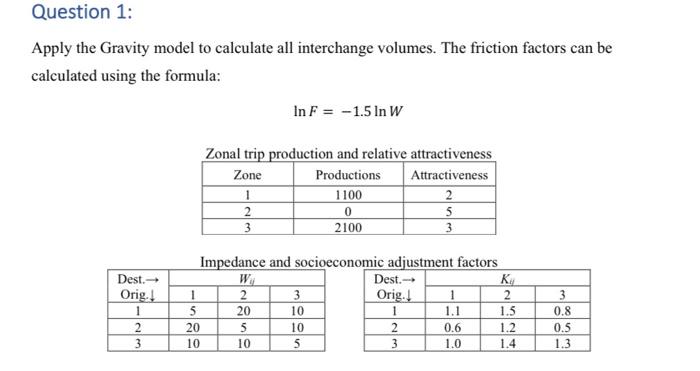 Solved Question 1: Apply the Gravity model to calculate all | Chegg.com